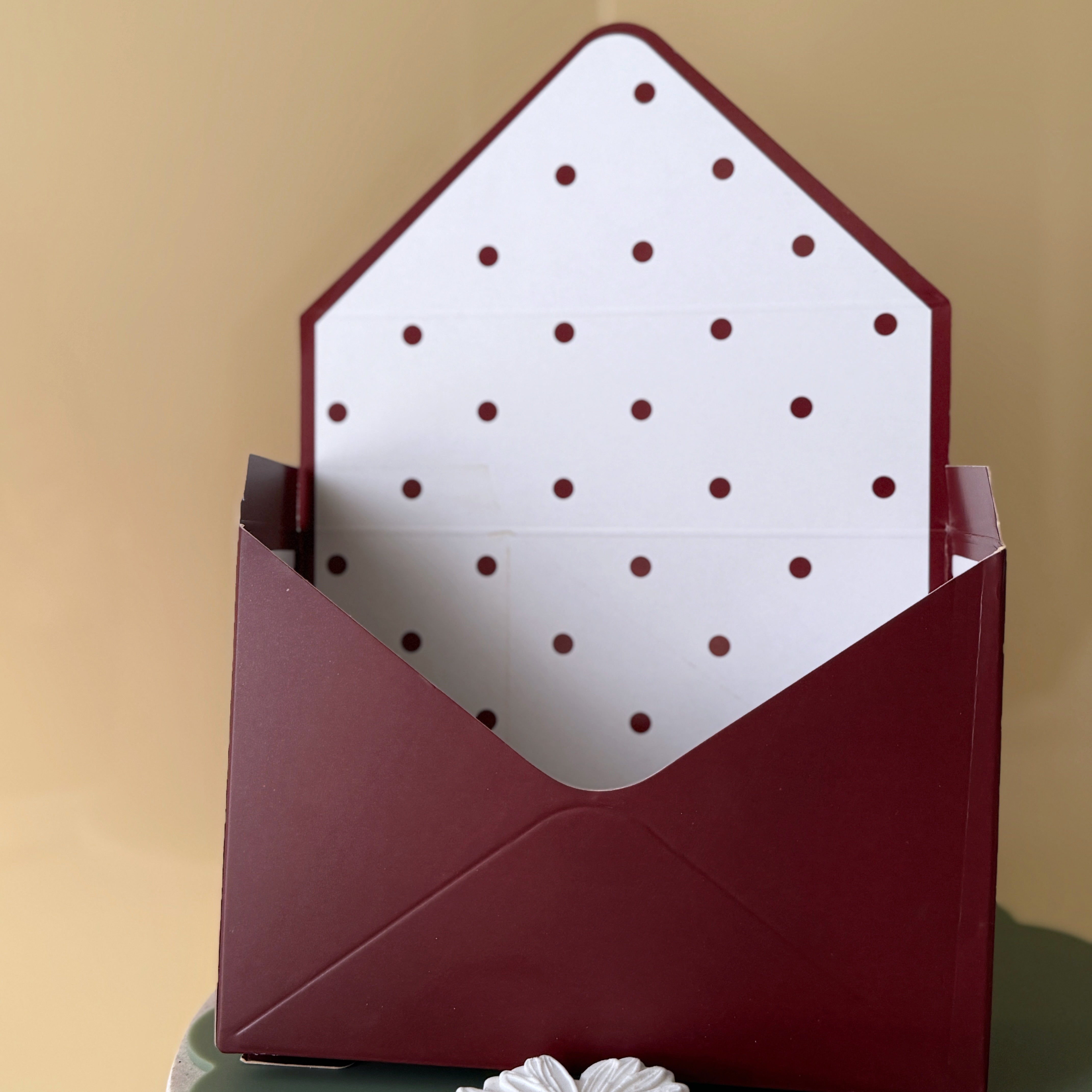 Envelope Gift Box - Burgundy White Spot – Kuki Creative Pty Ltd